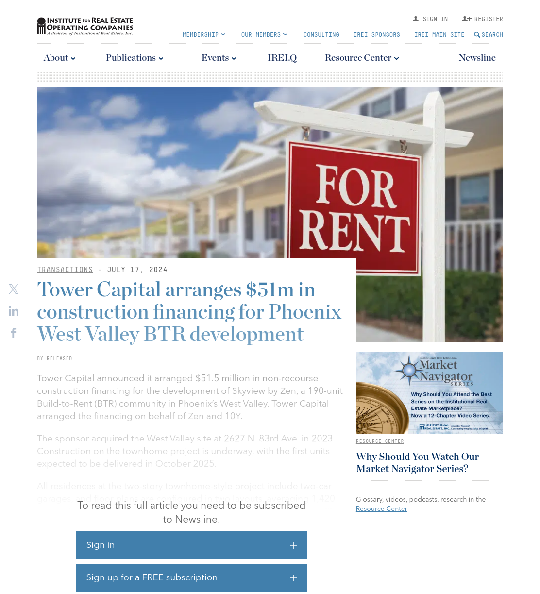 Tower Capital arranges $51m in construction financing for Phoenix West ...